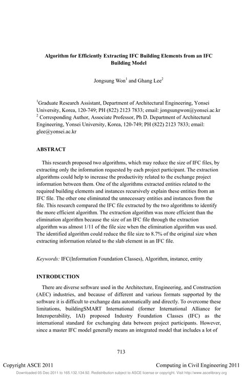 Pdf Algorithm For Efficiently Extracting Ifc Building Elements From