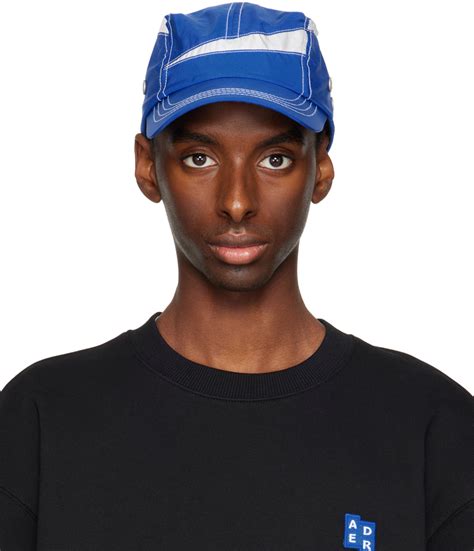 Blue And White Contrast Stitch Cap By Ader Error On Sale