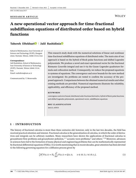A New Operational Vector Approach For Time Fractional Subdiffusion