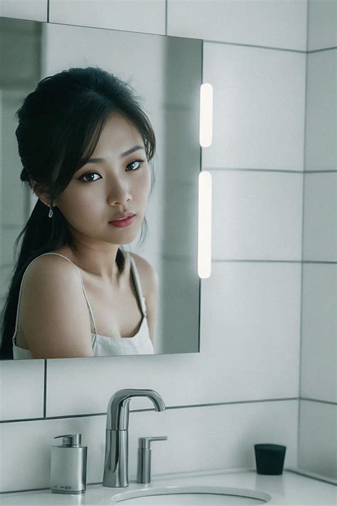 Beautiful Woman Taking A Selfie In Bathroom Mirror 8743107 Royalty