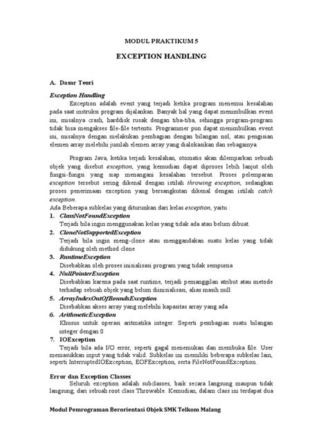 Modul 5 Exception Handling New Pdf