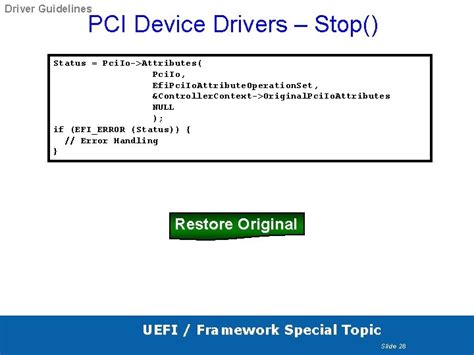 UEFI Drivers UEFI Framework Special Topic Copyright 2007