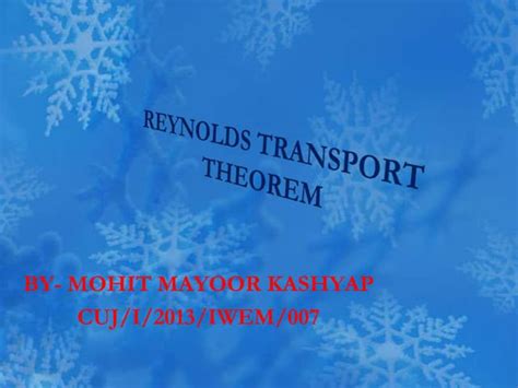 Reynolds Transport Theorem Pptx