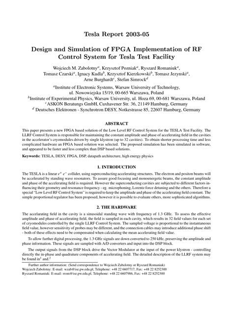 Pdf Design And Simulation Of Fpga Implementation Of Rf Control System