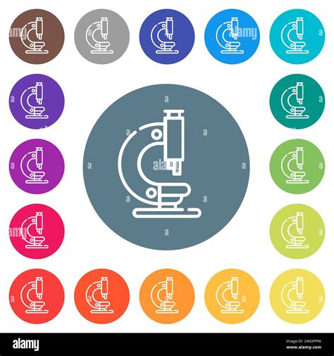 Microscope Outline Flat White Icons On Round Color Backgrounds 17