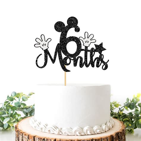Buy Black And White Mickey Theme 6 Months Birthday Cake Topper Mouse