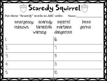 Scaredy Squirrel Coloring Page Printable
