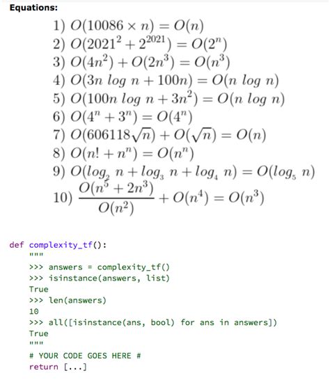 solved judge if the following equations about complexity