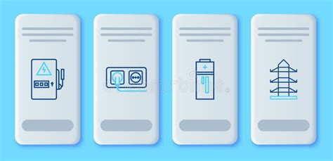 Set Line Electrical Outlet Battery Panel And High Voltage Power Pole