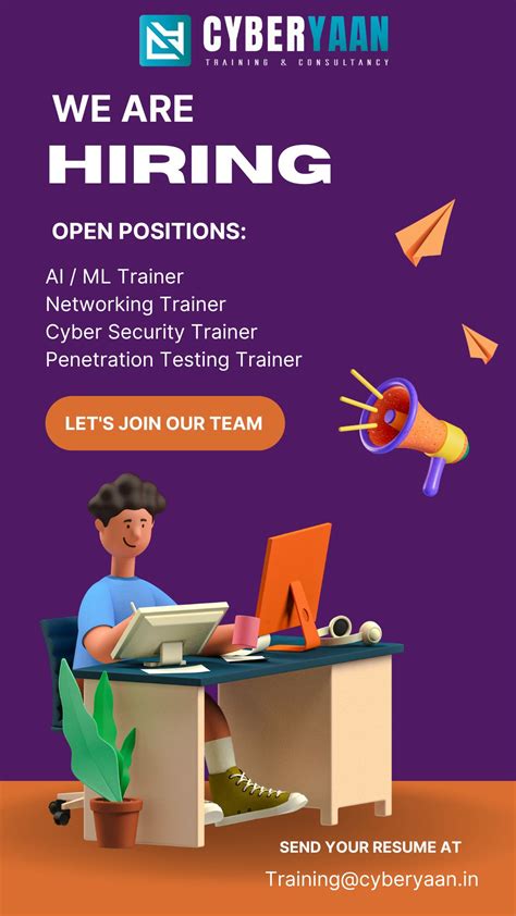 Hiring Hiring Cybersecurity Cybersecuritytrainer Trainer Ccnatrainer Ai Ml Cyberyaan
