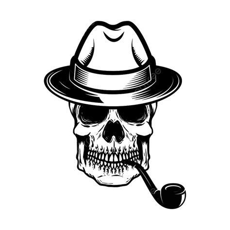 담배 파이프와 신사 해골 그어진 그래픽 단색화 Png 일러스트 및 벡터 에 대한 무료 다운로드 Pngtree