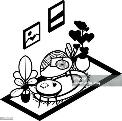 문화 및 생태 사무실 공간 개념 드라마 작가 의자 벡터 아이콘 디자인 녹색 사무실 기호 친환경 작업 공간 기호 현대적인 인테리어 아이소메트릭 검정 스톡 일러스트 가구에 대한