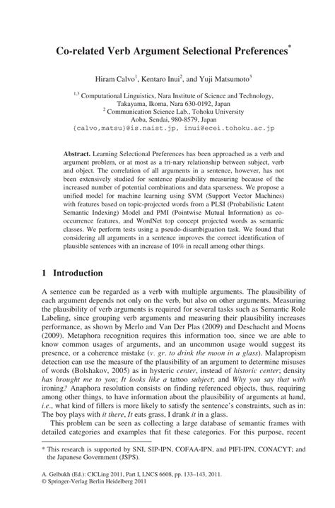Pdf Co Related Verb Argument Selectional Preferences