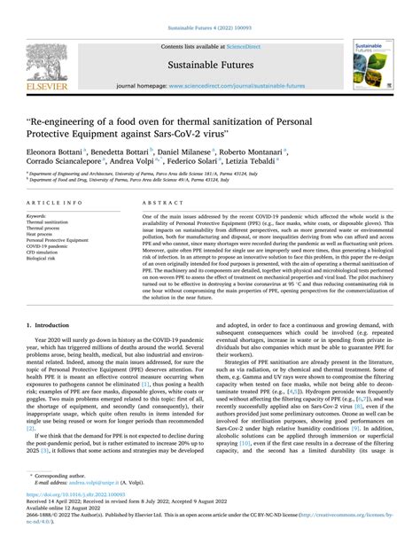 Pdf “re Engineering Of A Food Oven For Thermal Sanitization Of