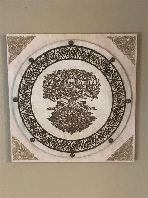 Viking Warriors Faces In Tree Of Life With Norse Knots Laser Etsy