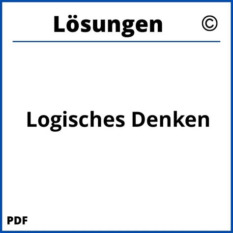 Logisches Denken Aufgaben Und Lösungen Pdf 2025