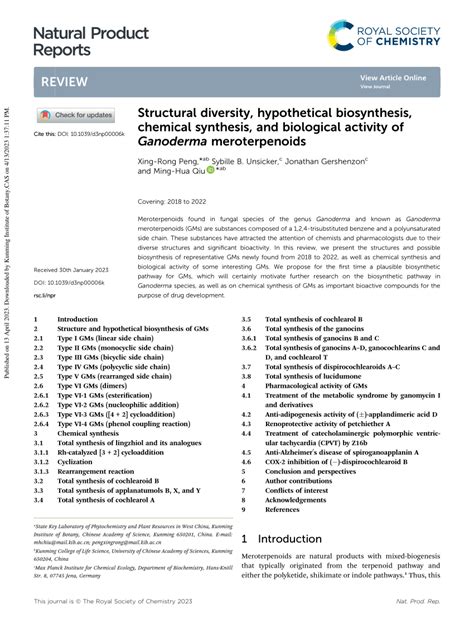 Pdf Structural Diversity Hypothetical Biosynthesis Chemical Synthesis And Biological
