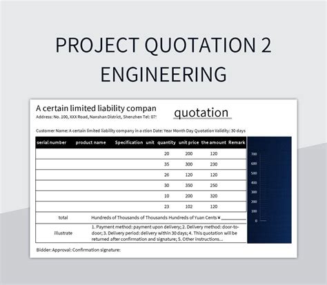 Project Quotation 2 Engineering Excel Template And Google Sheets File For Free Download Slidesdocs