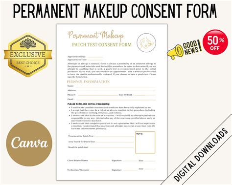 Editable Pmu Consent Form Esthetician Forms Microblading Etsy Canada