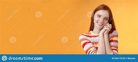 Romantic Tender Sensual Attractive Smiling Redhead Girlfriend Melting Heart Feel Warmth