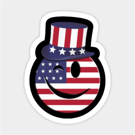 American Flag Winking Emoji Smiley Face Winking Sticker Teepublic