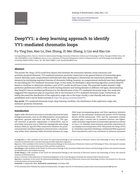 Pdf Deepyy1 A Deep Learning Approach To Identify Yy1 Mediated Chromatin Loops