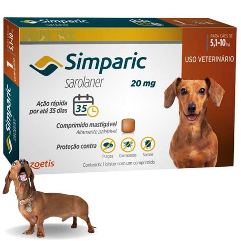Antipulgas Simparic 5 A 10kg Cães 20mg 1 Comprimido