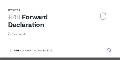Forward Declaration · Issue 48 · Rswierc4 · Github