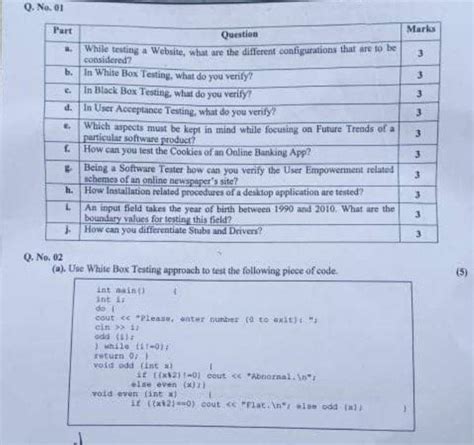 Software Testing Past Question Paper University Cuitutorial