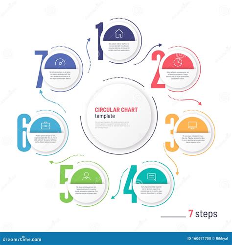 Circular Chart Color Infographics Step By Step In A Series Of Circle Element Of Chart Graph