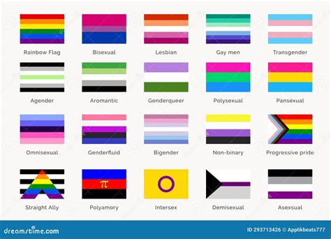 LGBTQ Pride Flags And Their Meaning Sexual Identity Symbols Stock Vector Illustration Of