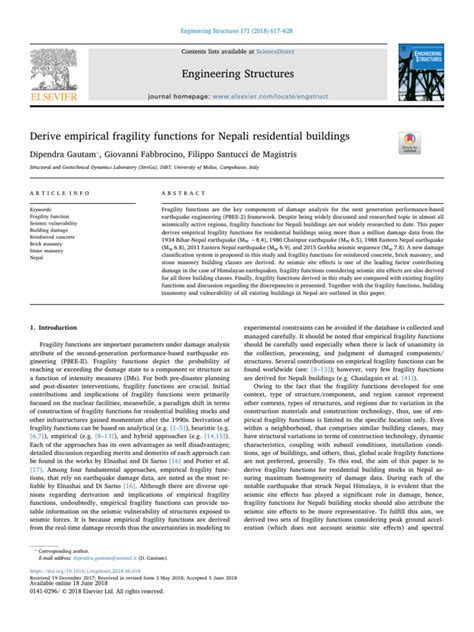 Derive Empirical Fragility Functions For Nepali Residential Buildings