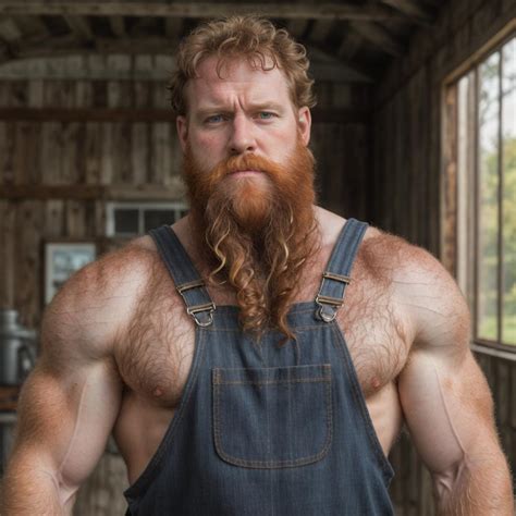 Red Beard Farmer Daddy Hairychest In Overalls R Hairybearmuscledaddy