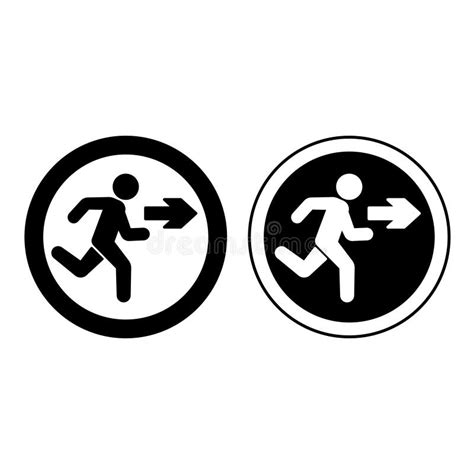 Exit Signs Black And White Vector Icons Stock Vector Illustration