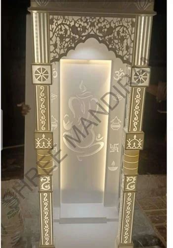 White Polished LED Corian Solid Surface Temple For Home At 1050 Sq Ft In Mumbai