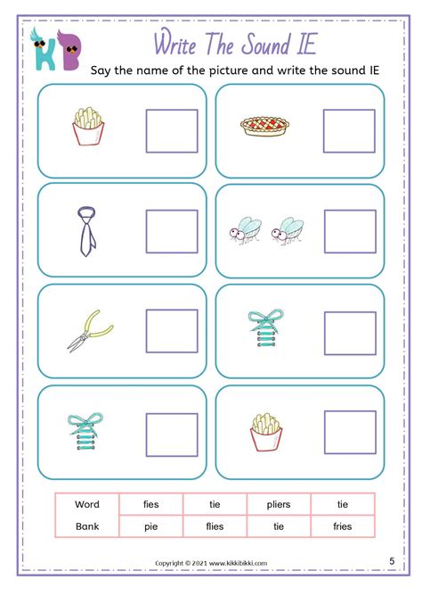Ie Sound Free Phonics Printable Worksheets