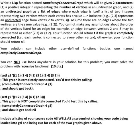 Write A Lisp Function Named Completelyconnectedgraph