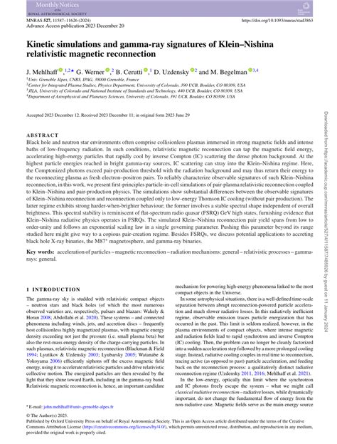 Pdf Kinetic Simulations And Gamma Ray Signatures Of Klein Nishina Relativistic Magnetic