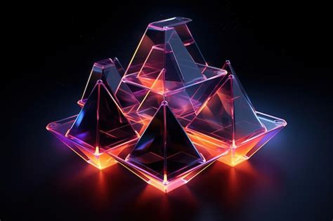 Premium Photo Glowing Holographic 3d Shapes And Lines Shifting And