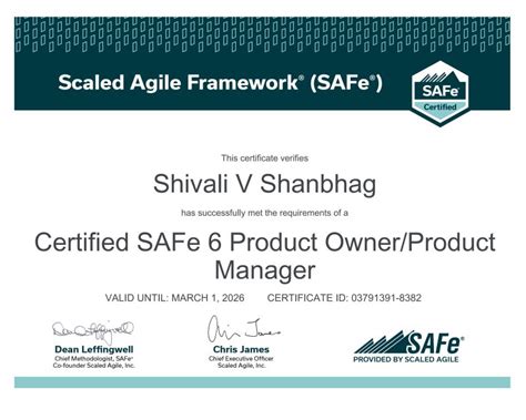 Safe Popm Productowner Productmanager Agile Lean Scrum Shivali Shanbhag