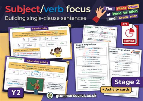 Year 2 The Place Value Of Punctuation And Grammar Subject Verb Focus Building Single Clause