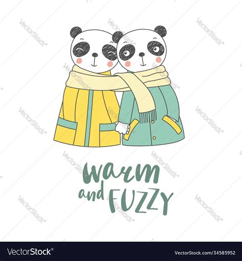 A Couple Pandas Wrapped In One Scarf Royalty Free Vector