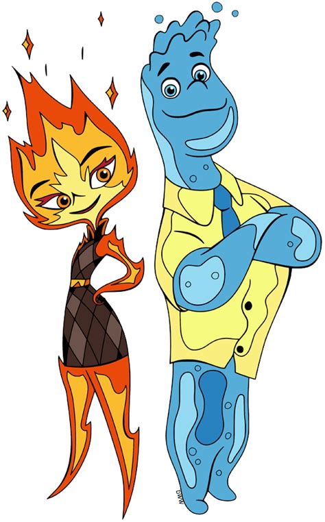 Elemental Ember And Wade In 2023 Disney Drawings Pixar Poster Cartoon Drawings