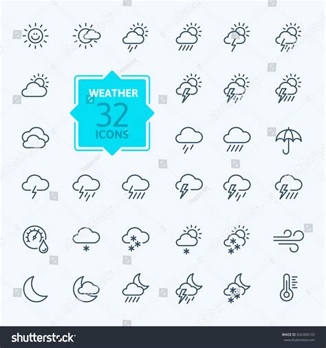 Weather Forecast Outline Web Icon Set Stock Vector Royalty Free 692400133 Shutterstock