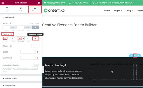 Creating A Footer Layout With Elementor And Creativo Creativo Documentation