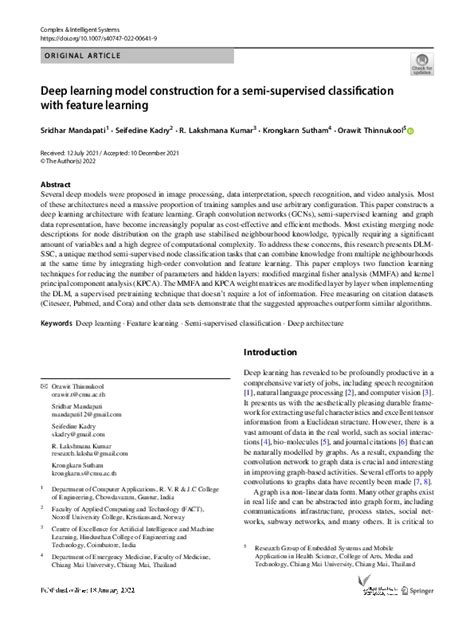 Pdf Deep Learning Model Construction For A Semi Supervised Classification With Feature