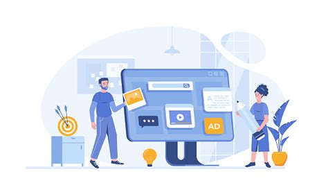 사용자 인터페이스를 구축하는 사람들 콘텐츠 마케팅 웹 및 앱 개발 텍스트 사진 및 비디오 작성 및 편집 웹 배너에 대 한 평면 디자인에 문자와 벡터 그림 콘텐츠 관리