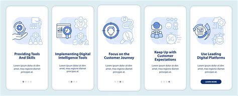 Digital First Strategy Light Blue Onboarding Mobile App Screen Walkthrough 5 Steps Graphic