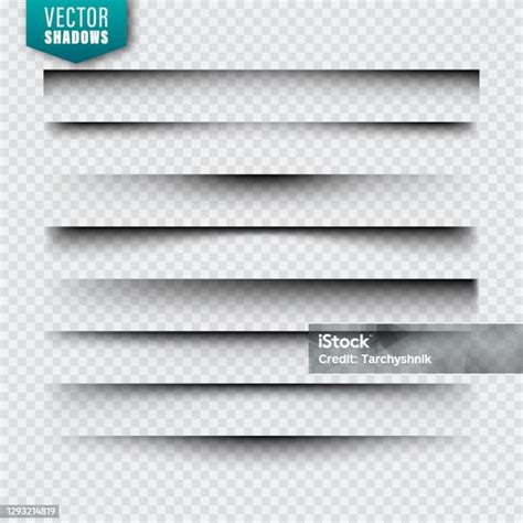 벡터 그림자가 설정됩니다 투명 한 배경에 페이지 구분 사실적인 격리 된 그림자 벡터 일러스트레이션 3차원 형태에 대한 스톡 벡터 아트 및 기타 이미지 Istock