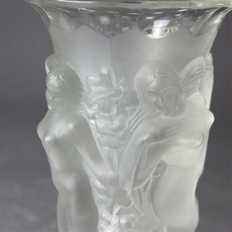 French Lalique School Figural Frosted Art Glass Vase Circa 1920 For